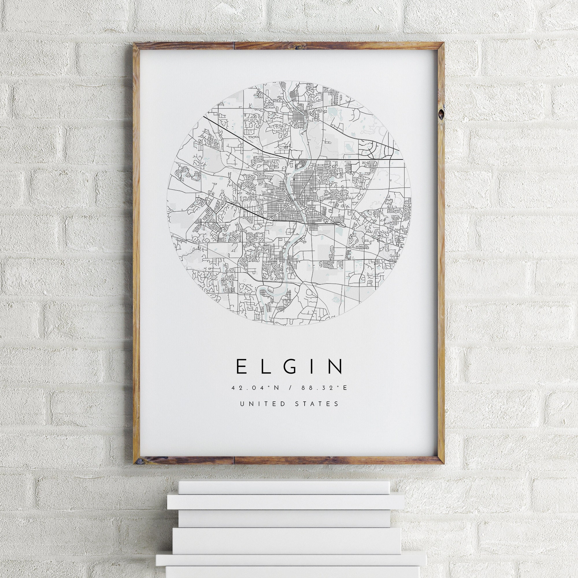 Elgin Map Elgin Illinois City Map Home Town Map Elgin - Etsy