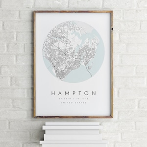 Hampton Map, Hampton, Virginia, City Map, Home Town Map, Hampton Print ...