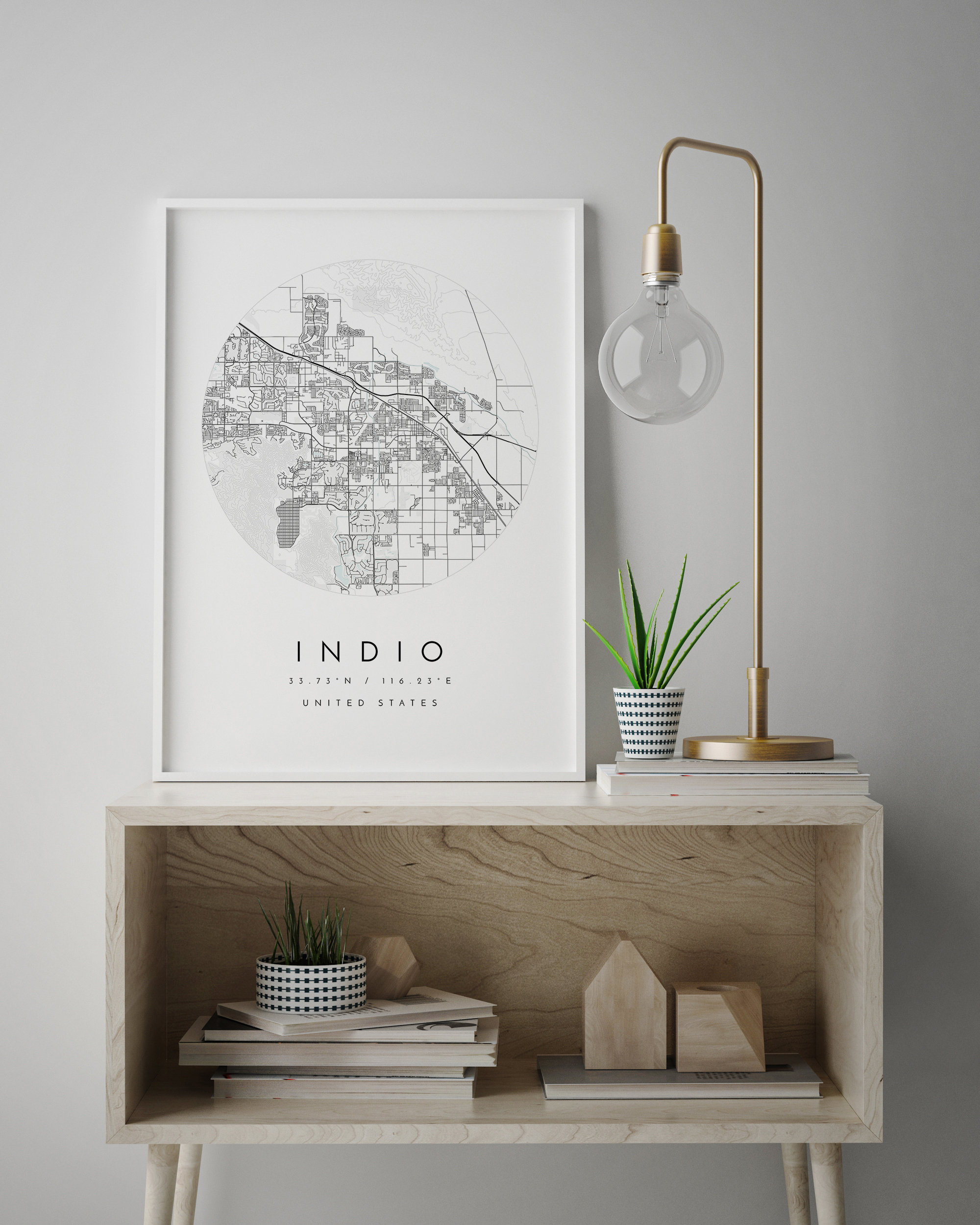 Indio Map Indio California City Map Home Town Map Indio | Etsy