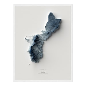 Guam Map, Elevation Map Print, Map Artwork, Guam Landscape, Geology Art ...