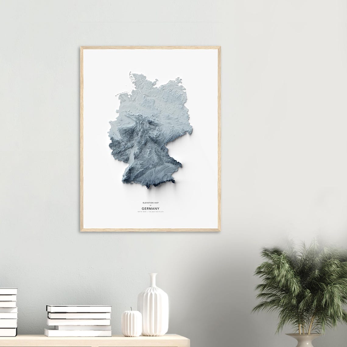 Germany Map, Elevation Map Print, Map Artwork, Germanylandscape ...
