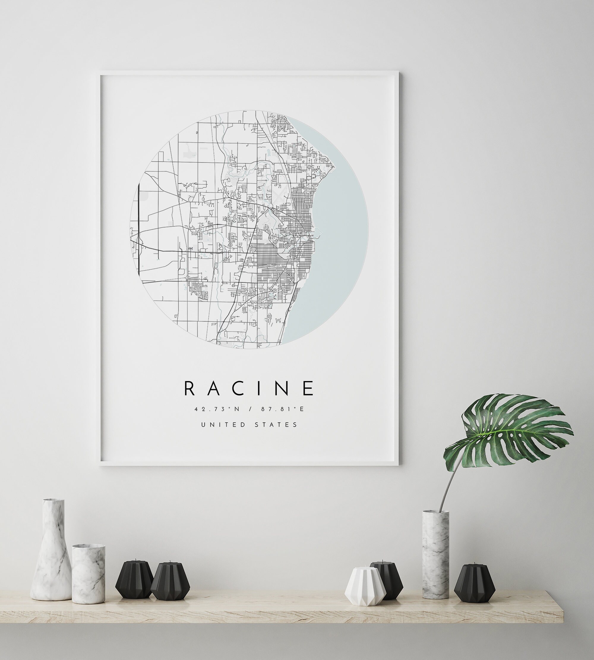 Racine Map Racine Wisconsin City Map Home Town Map Racine | Etsy