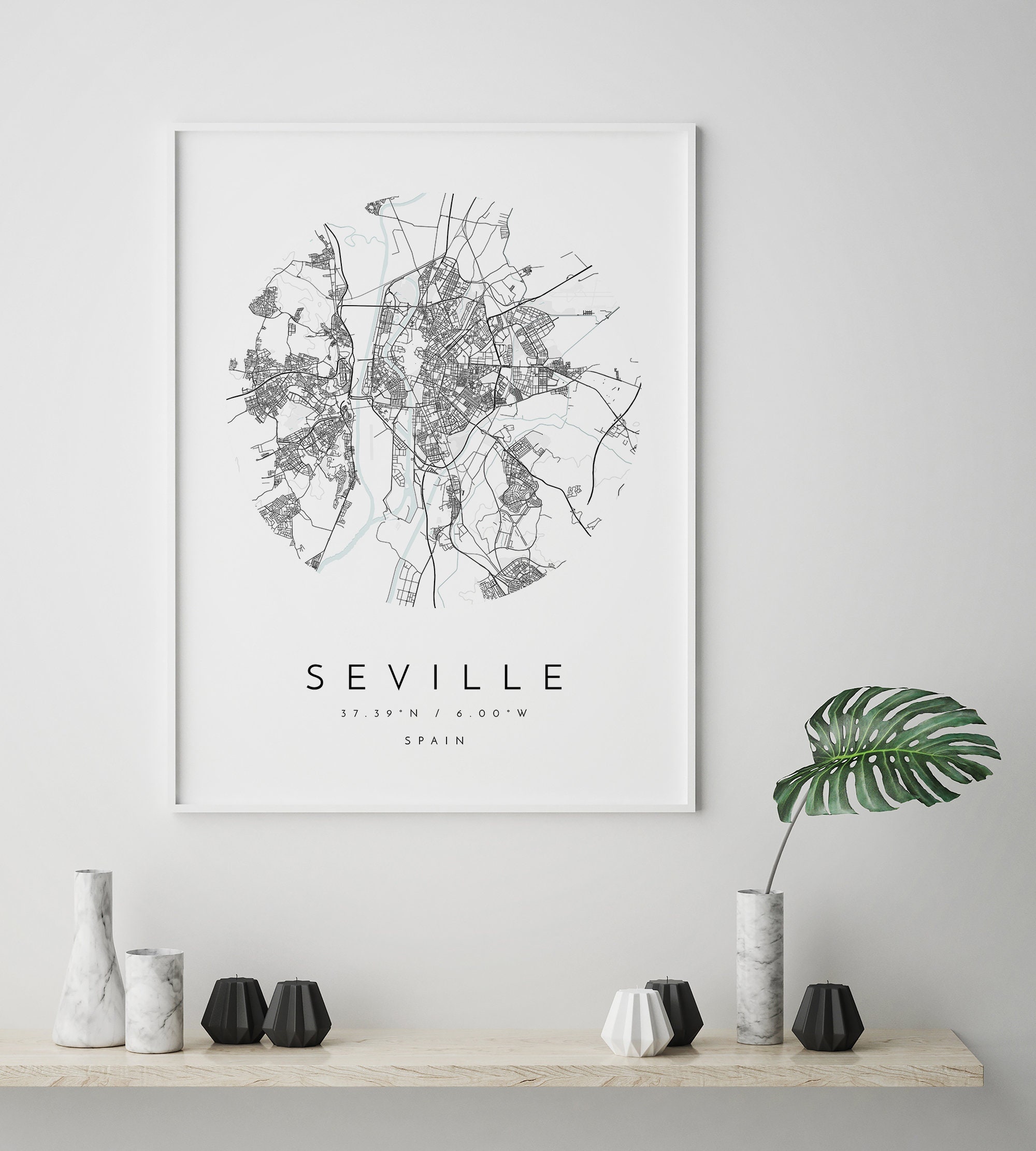 Seville Map Minimalist Map Seville Print Seville Poster - Etsy
