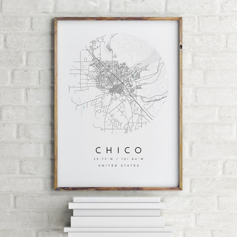 Chico Map, Minimalist Map, Chico Print, Chico Poster, Chico Art, Modern ...