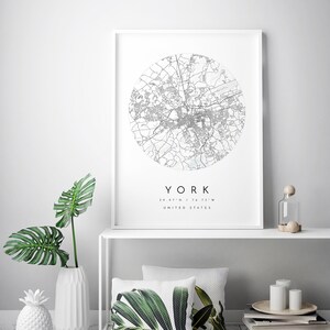 York Map, York, Pennsylvania, City Map, Home Town Map, York Print, Wall ...