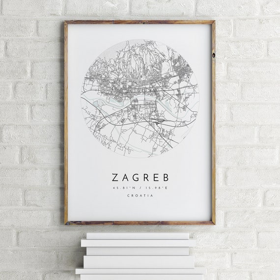 Zagreb Map Zagreb Croatia City Map Home Town Map Zagreb | Etsy