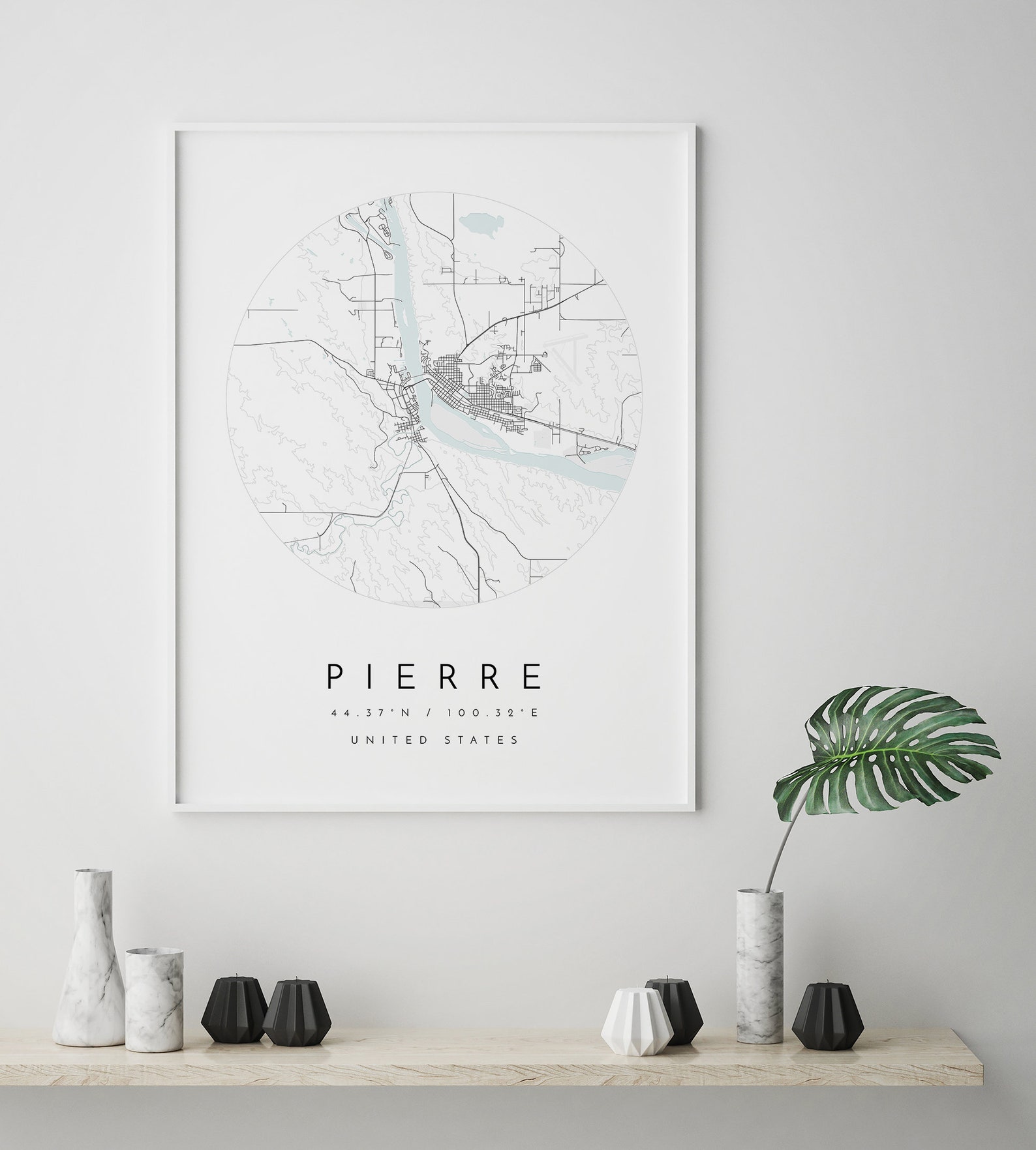 Pierre City Map Map of Pierre Home Town Map City Map | Etsy