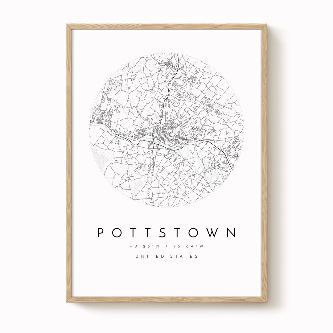 Pottstown Map Art: Modern City Print (matte Paper, Various Sizes) - Etsy