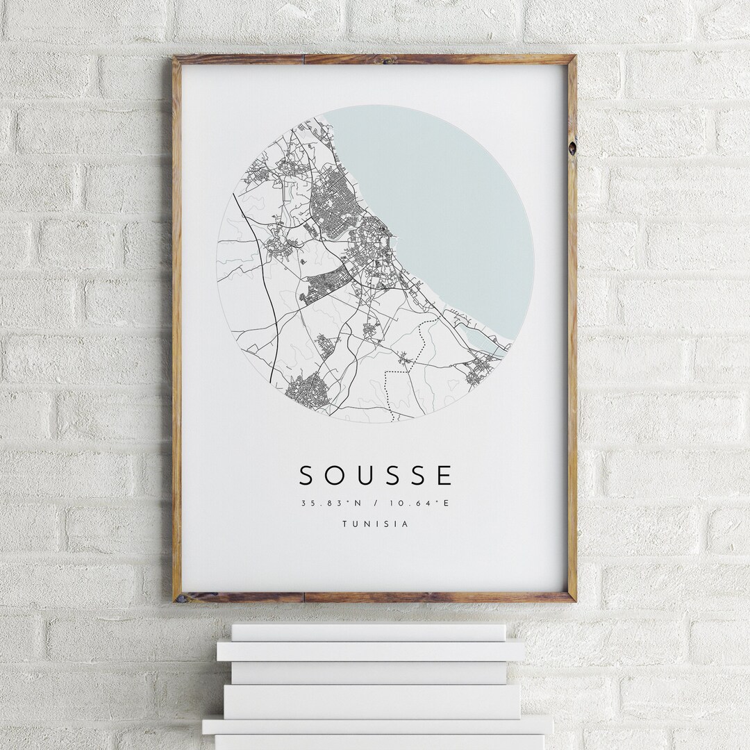 Sousse Map, Sousse, Tunisia, City Map, Home Town Map, Sousse Print ...