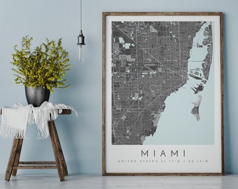 Miami Beach Map Poster Art - Etsy
