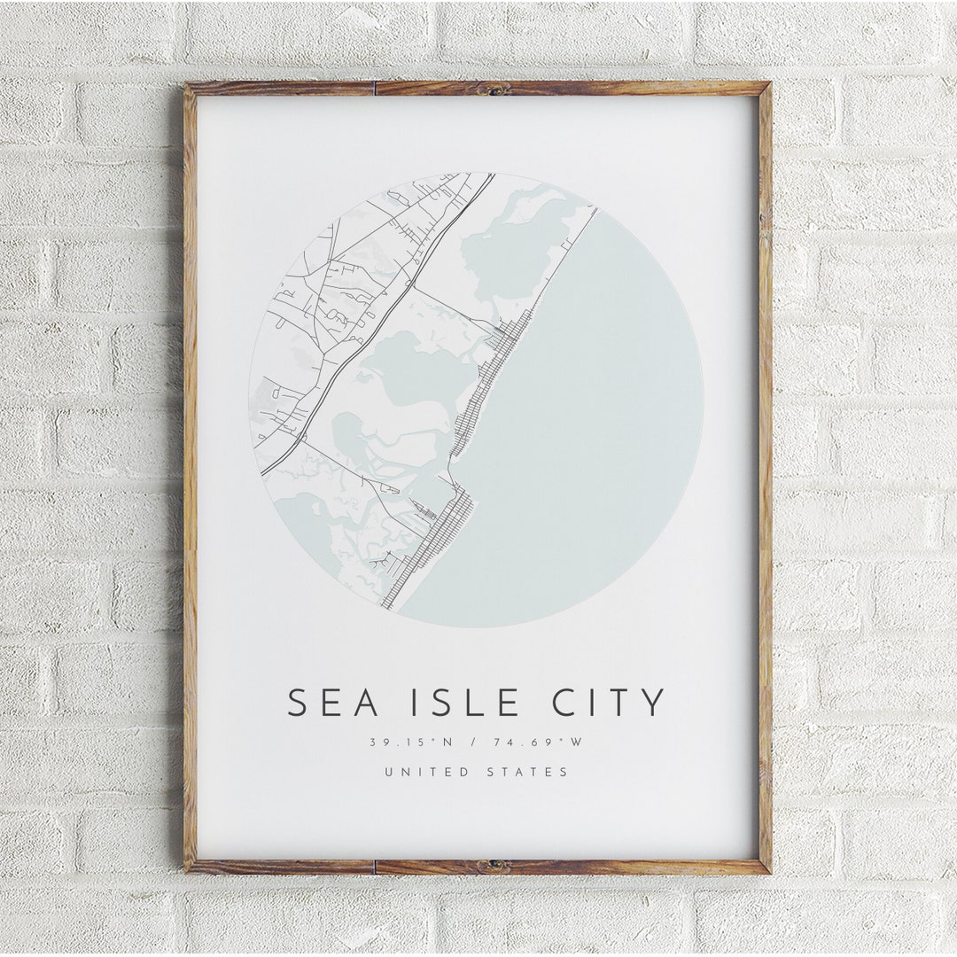 Sea Isle City New Jersey Map, New Jersey, City Map, Circle Map, Sea ...