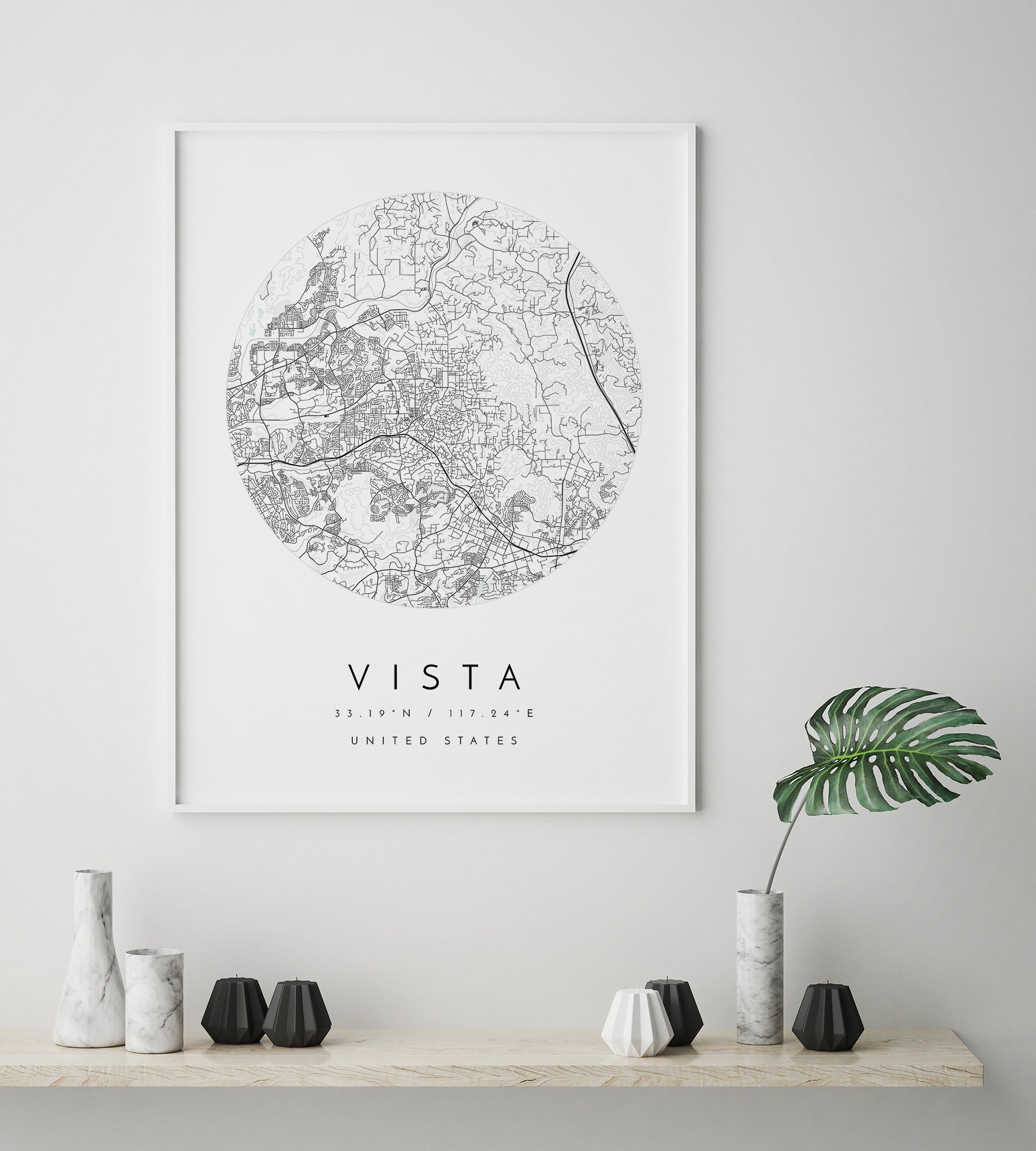 Vista Map Vista California City Map Home Town Map Vista - Etsy