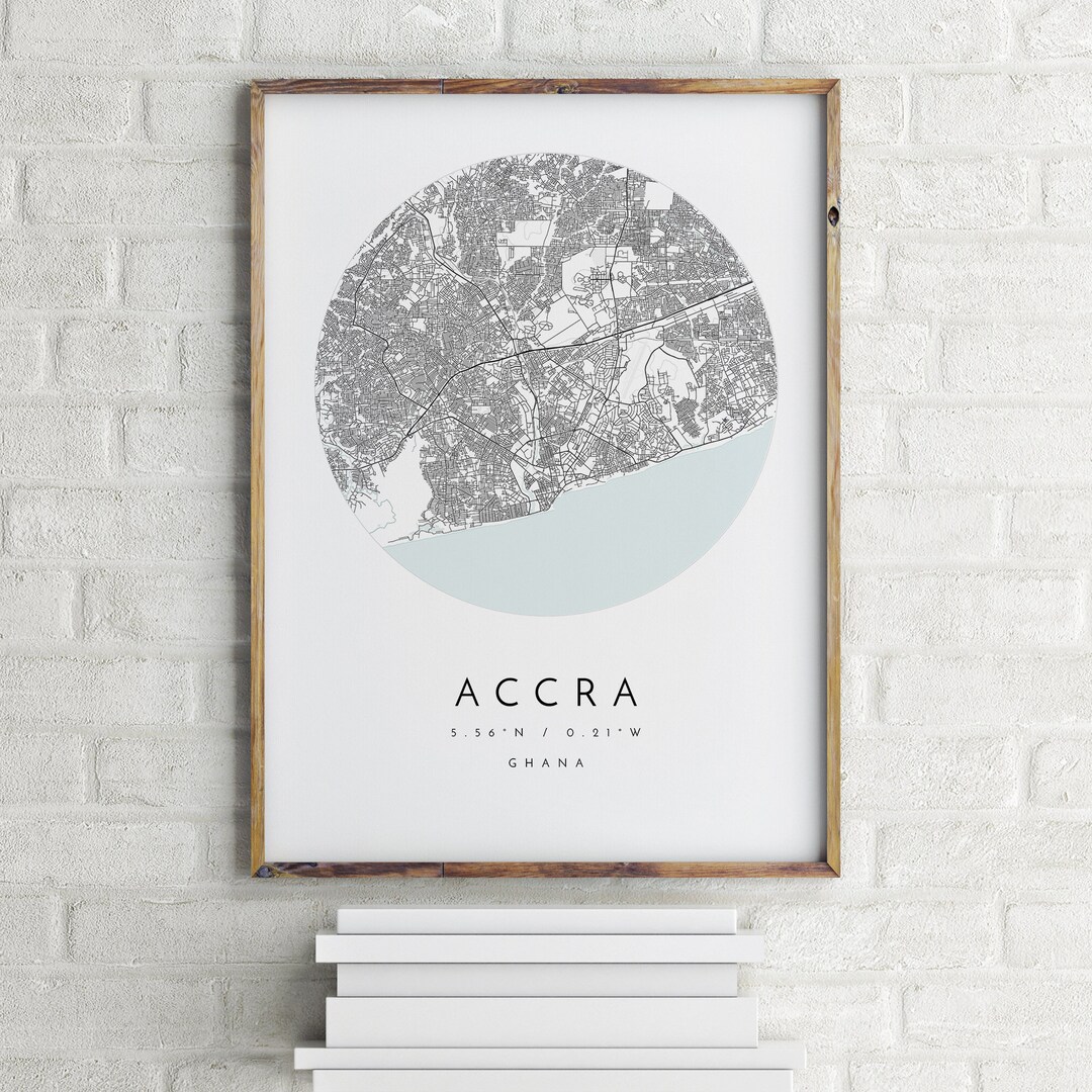 Accra Map, Accra Ghana, City Map, Home Town Map, Accra Print, Wall Art ...