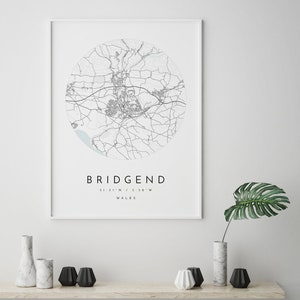 Bridgend Map, Bridgend, Wales, City Map, Home Town Map, Bridgend Print ...