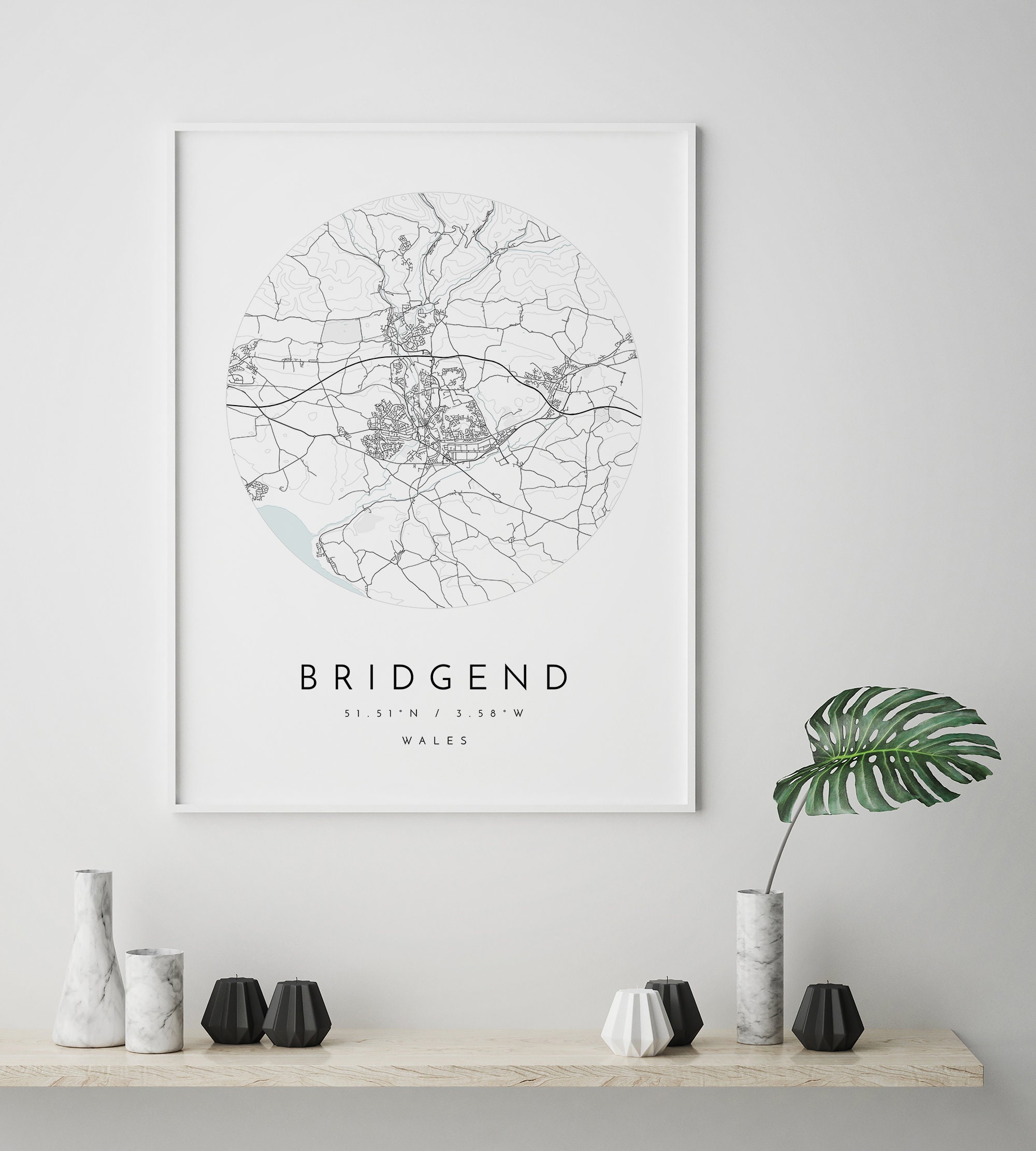 Bridgend Map Bridgend Wales City Map Home Town Map - Etsy
