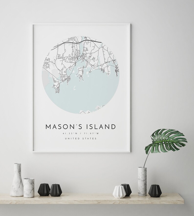 Masons Island Map Masons Island poster Masons Island map | Etsy