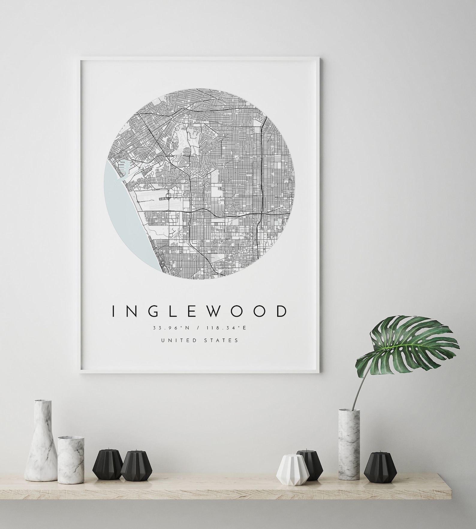 Inglewood Map Inglewood California City Map Home Town Map - Etsy