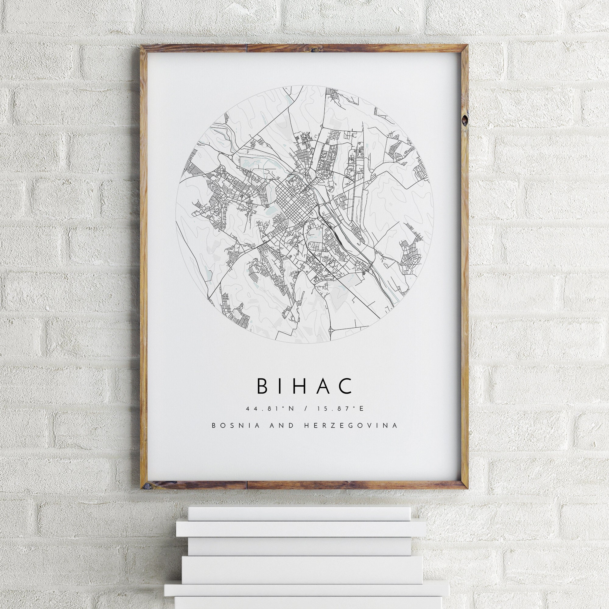 Bihac Map Bihac Bosnia and Herzegovina City Map Home Town - Etsy