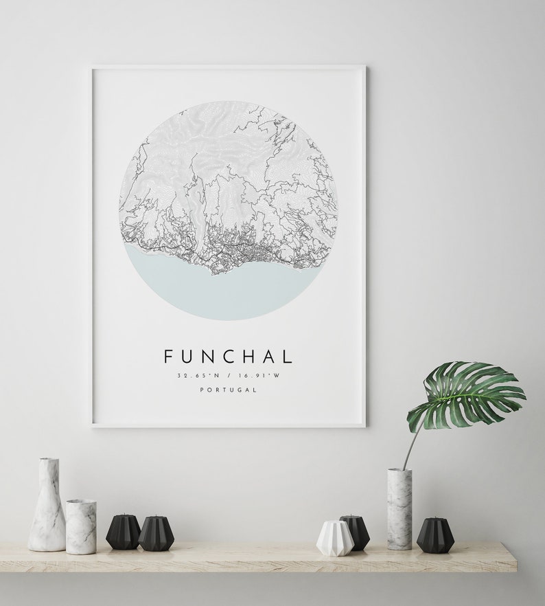 Funchal Map, Funchal, Portugal, City Map, Home Town Map, Funchal Print ...