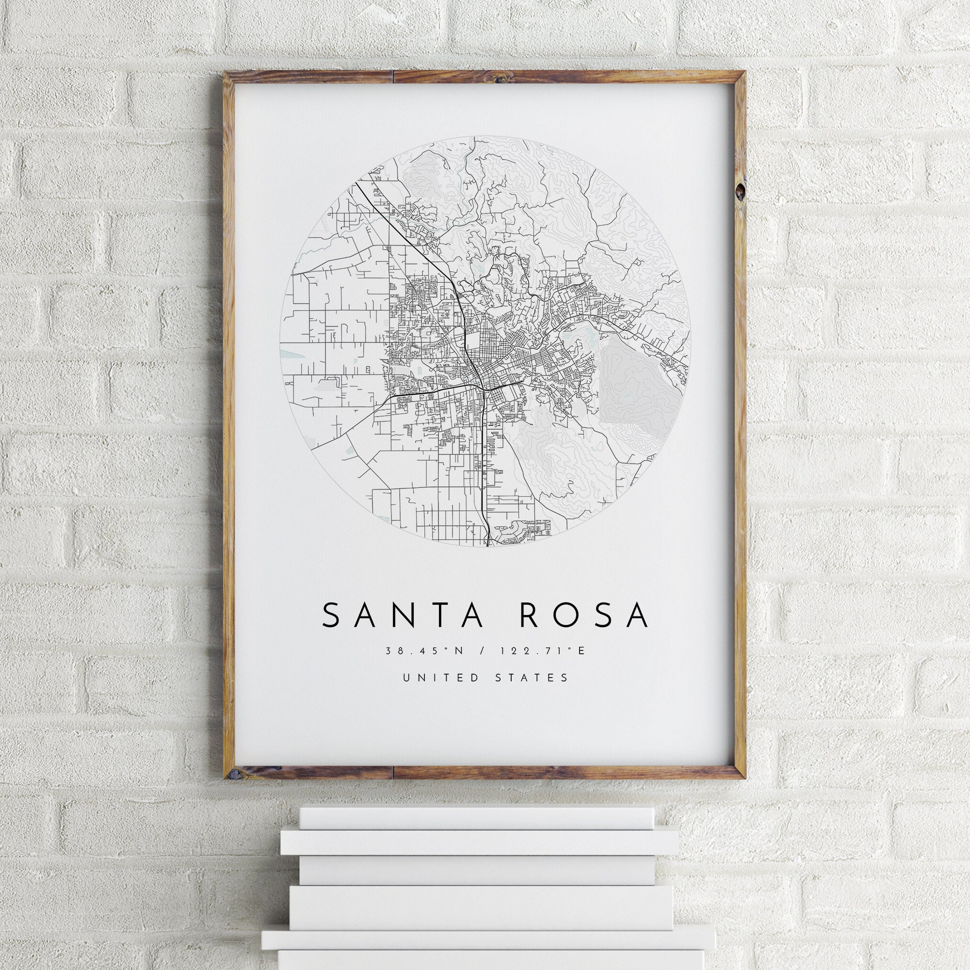 Santa Rosa Map Santa Rosa California City Map Home Town - Etsy