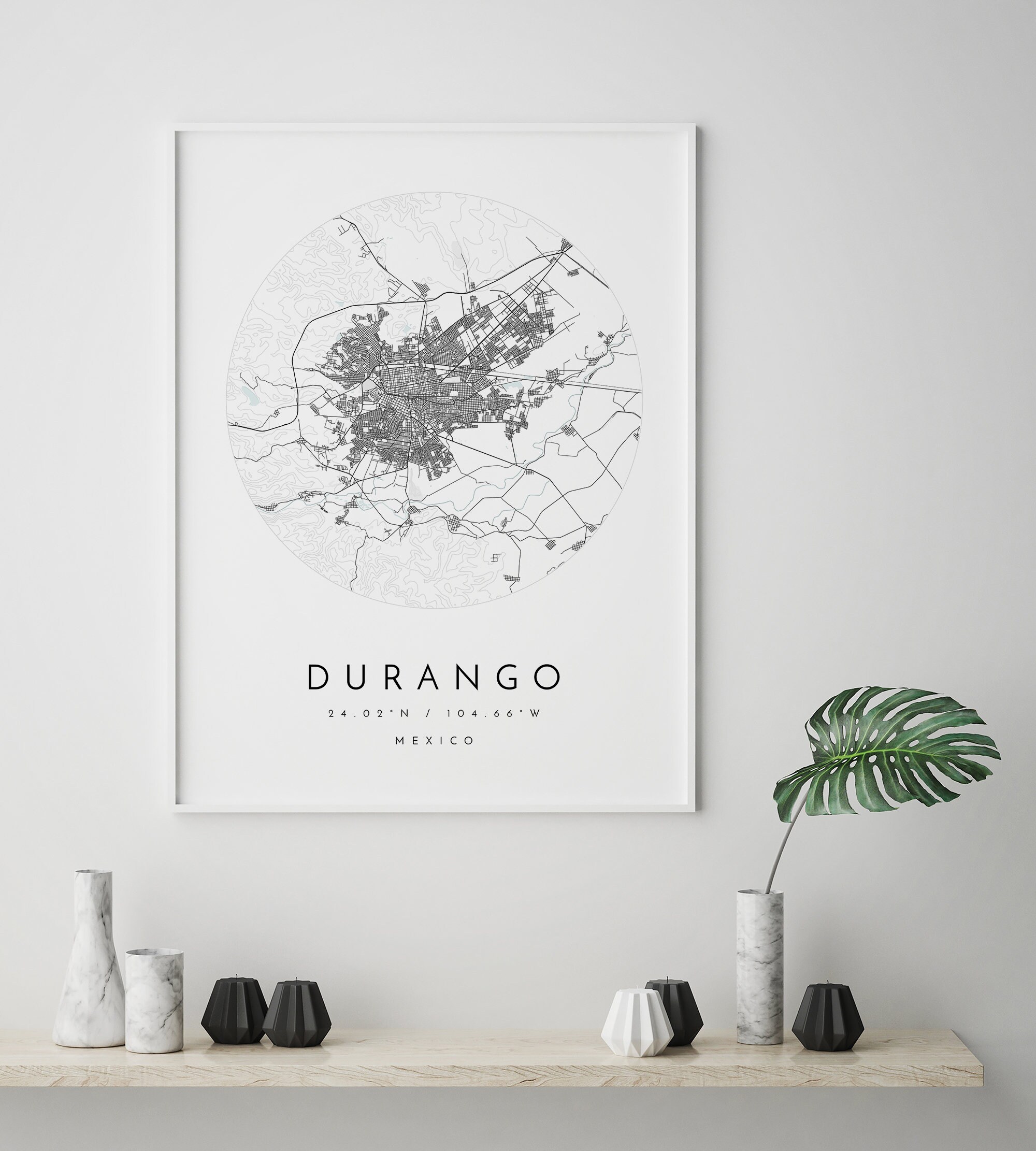 Durango Map Durango Mexico City Map Home Town Map Durango | Etsy