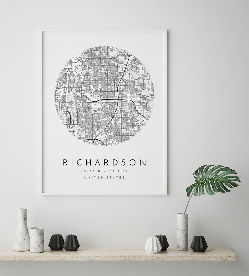 Richardson Map Richardson Texas City Map Home Town Map - Etsy