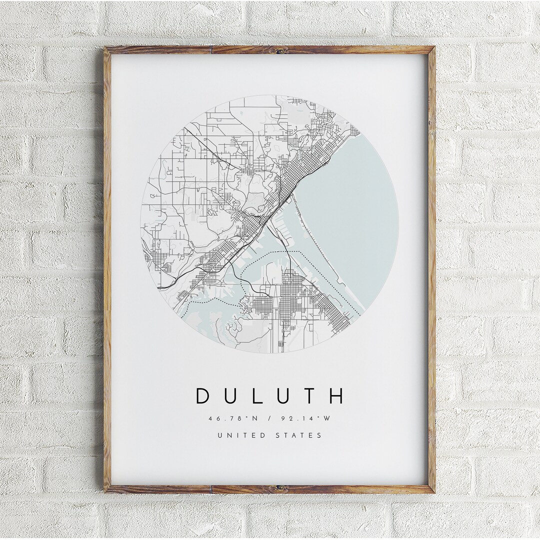 Duluth Map, Duluth, Minnesota, City Map, Home Town Map, Duluth Print ...