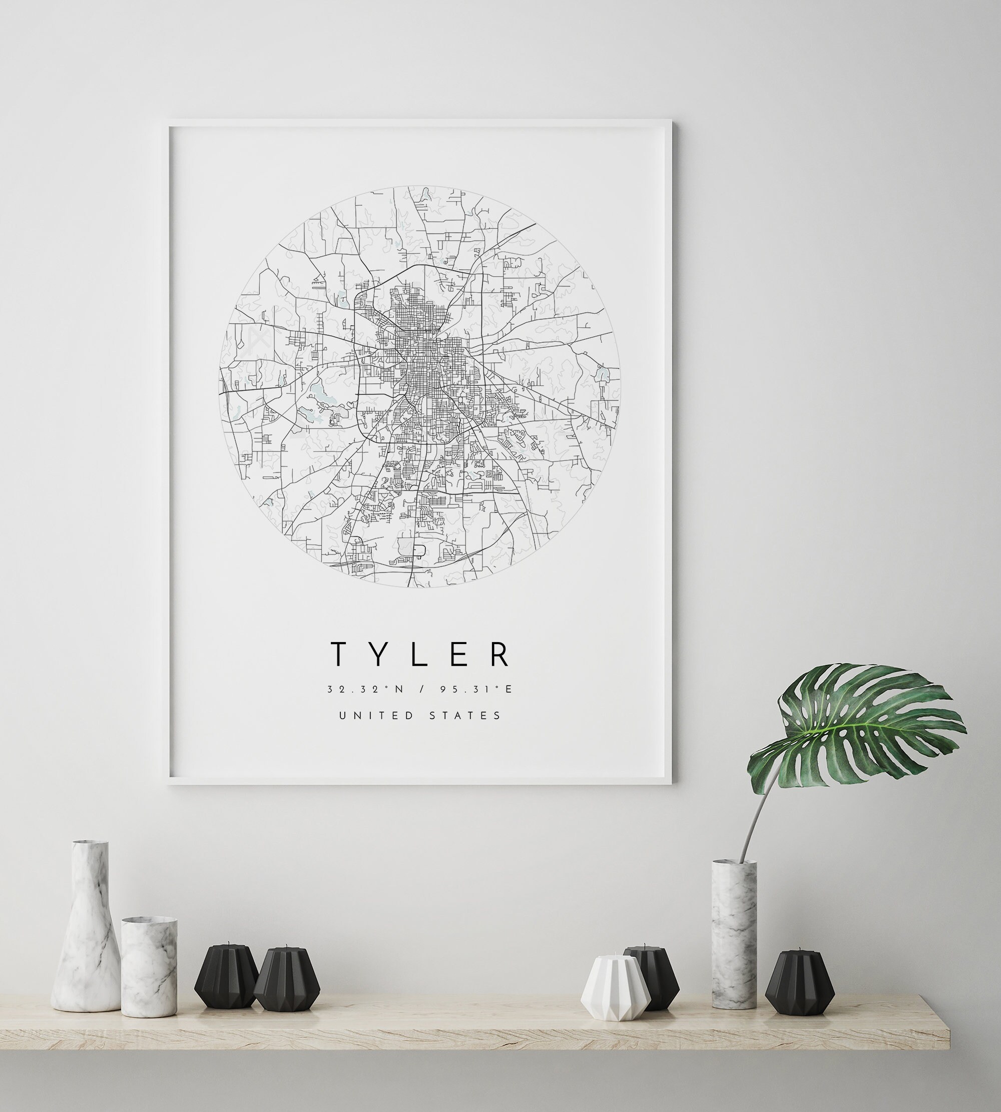 Tyler Map, Tyler, Texas, City Map, Home Town Map, Tyler Print, Wall Art ...