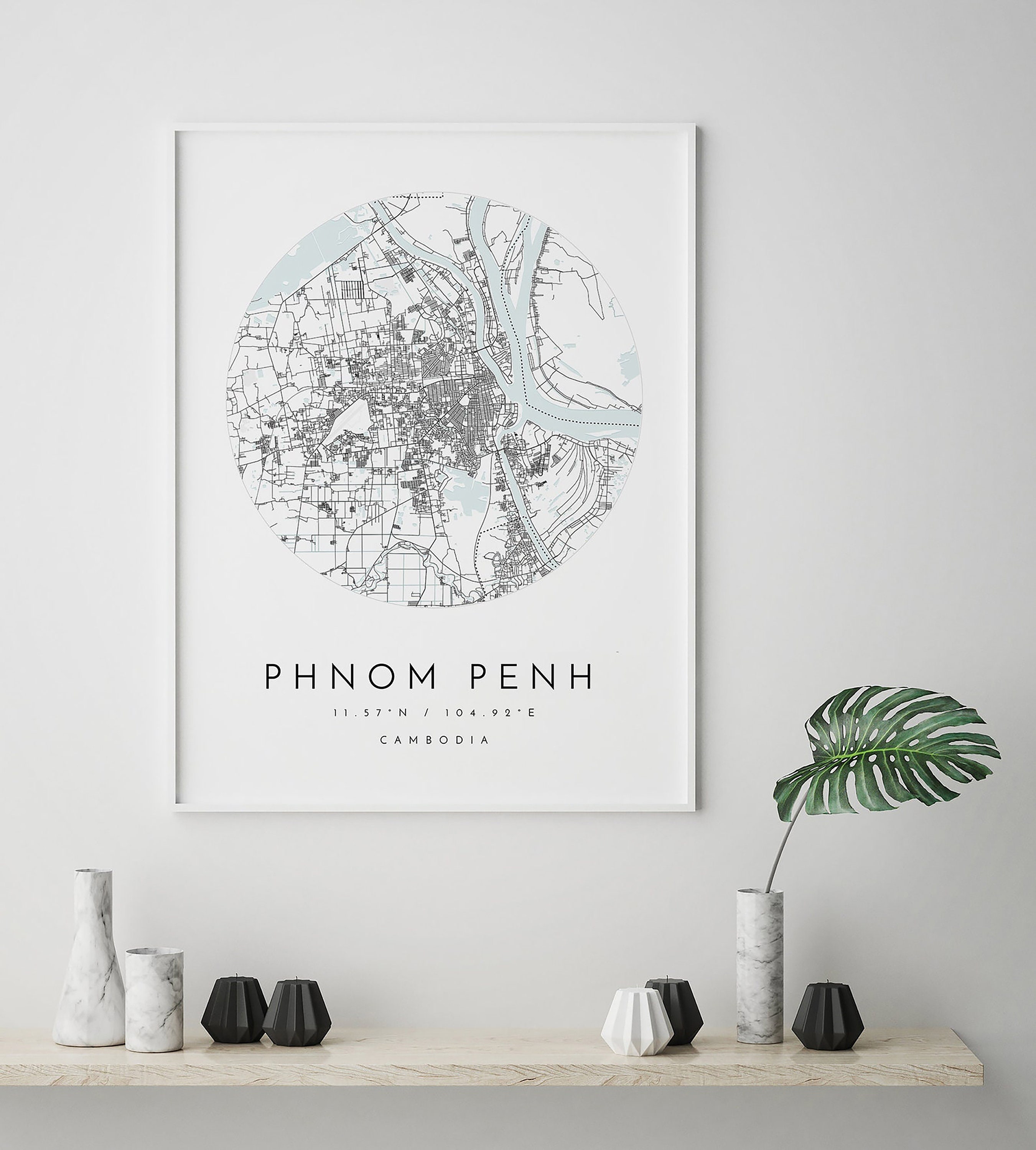 Phnom Penh Map Phnom Penh Cambodia City Map Home Town Map - Etsy