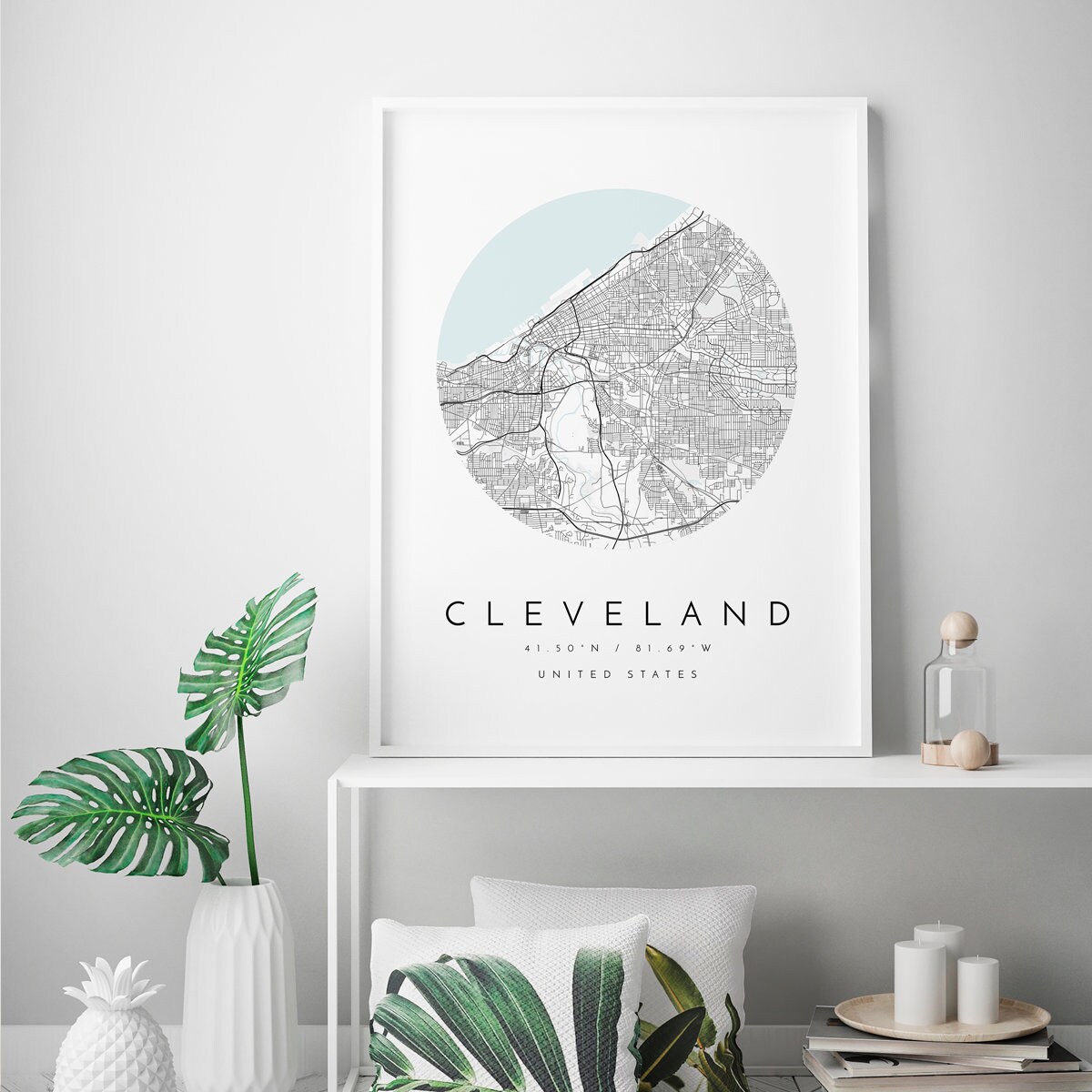 Cleveland Map Map of Cleveland Cleveland Print of - Etsy