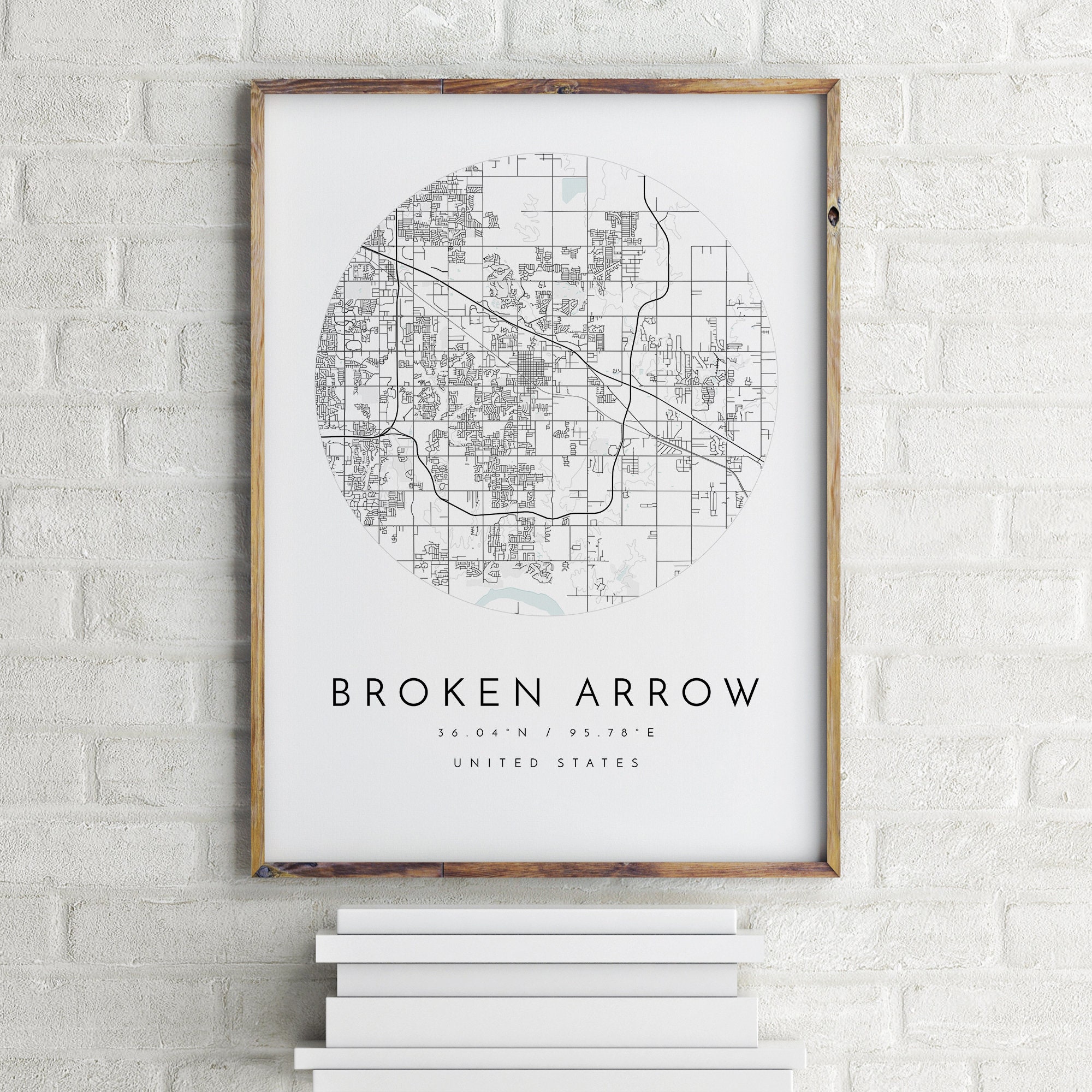Broken Arrow Map Broken Arrow Oklahoma City Map Home Town | Etsy