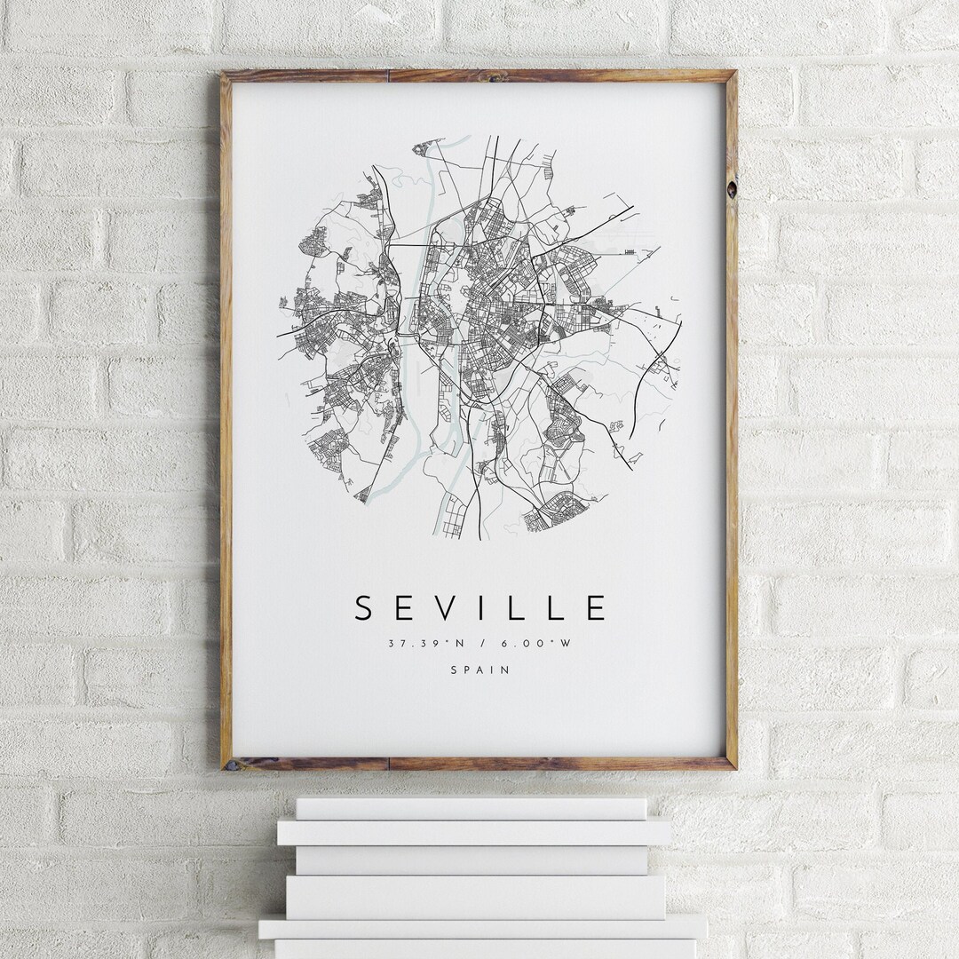Seville Map, Minimalist Map, Seville Print, Seville Poster, Seville Art ...