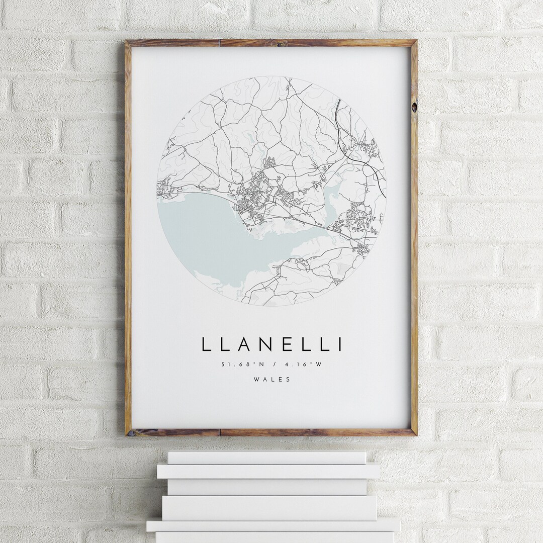 Llanelli Map, Llanelli, Wales, City Map, Home Town Map, Llanelli Print ...