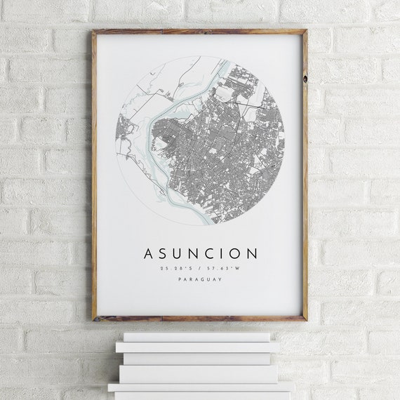 Asuncion Map Asuncion Paraguay City Map Home Town Map - Etsy