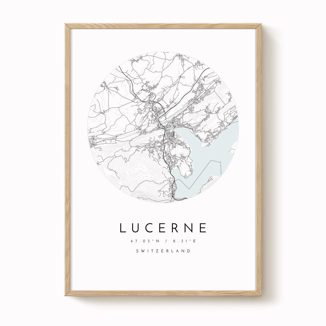 Lucerne Map Poster: Modern Minimalist Design - Matte Fine Art Paper - Etsy