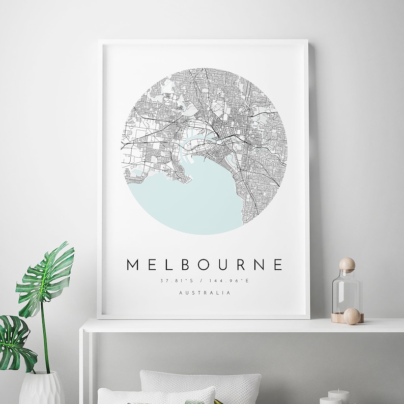 Melbourne Map Minimalist Map Melbourne Print Melbourne | Etsy