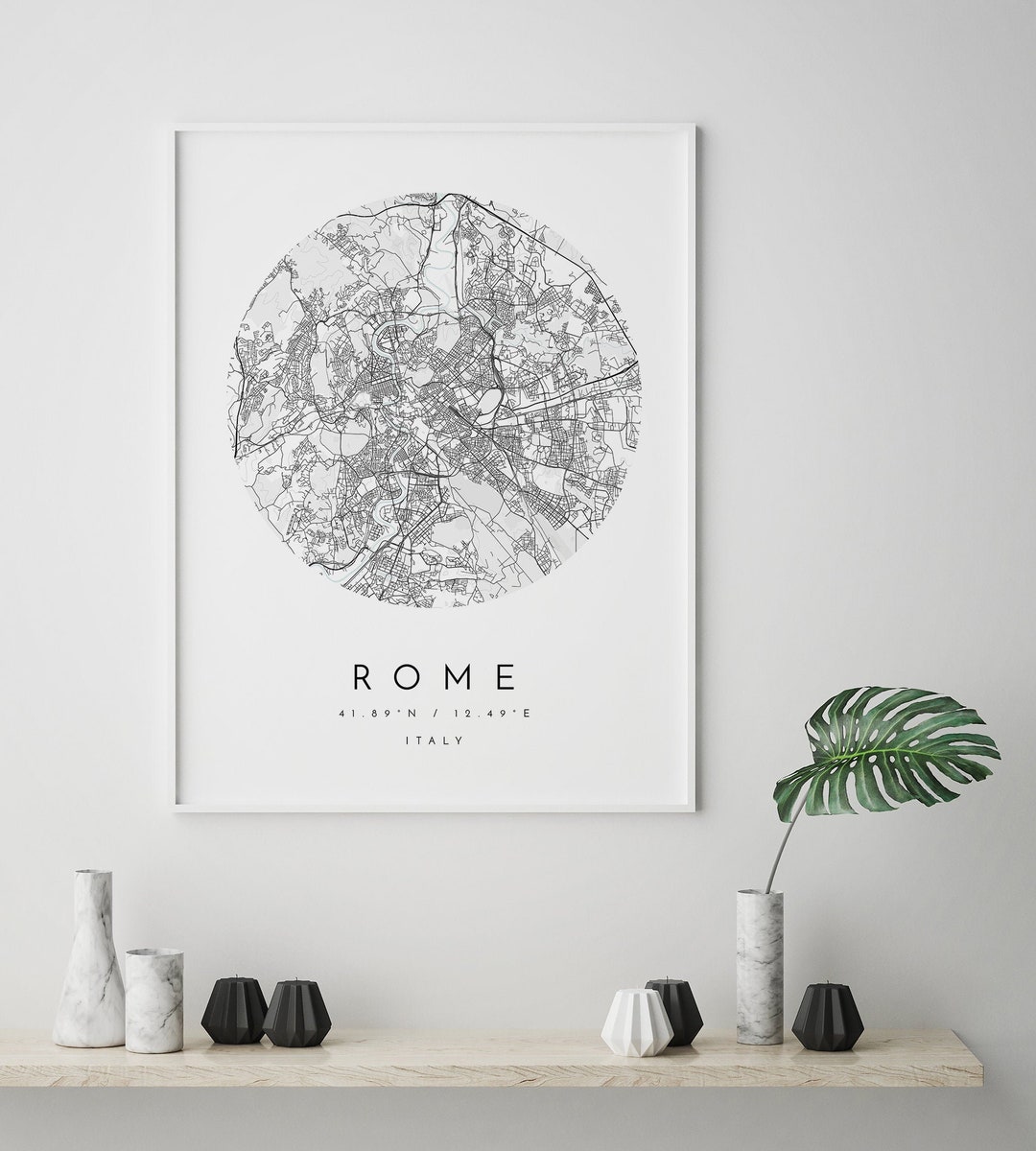 City Map, Minimalist Map, Rome Map, Rome Print, Rome Poster, Rome Art ...