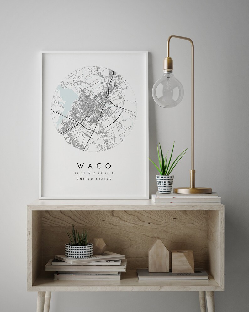 Waco Map, Waco, Texas, City Map, Home Town Map, Waco Print, Wall Art ...