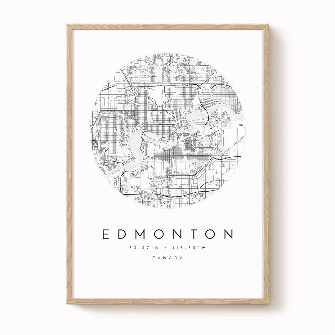 Edmonton Canada Map Print: Modern Minimalist Wall Art - Etsy