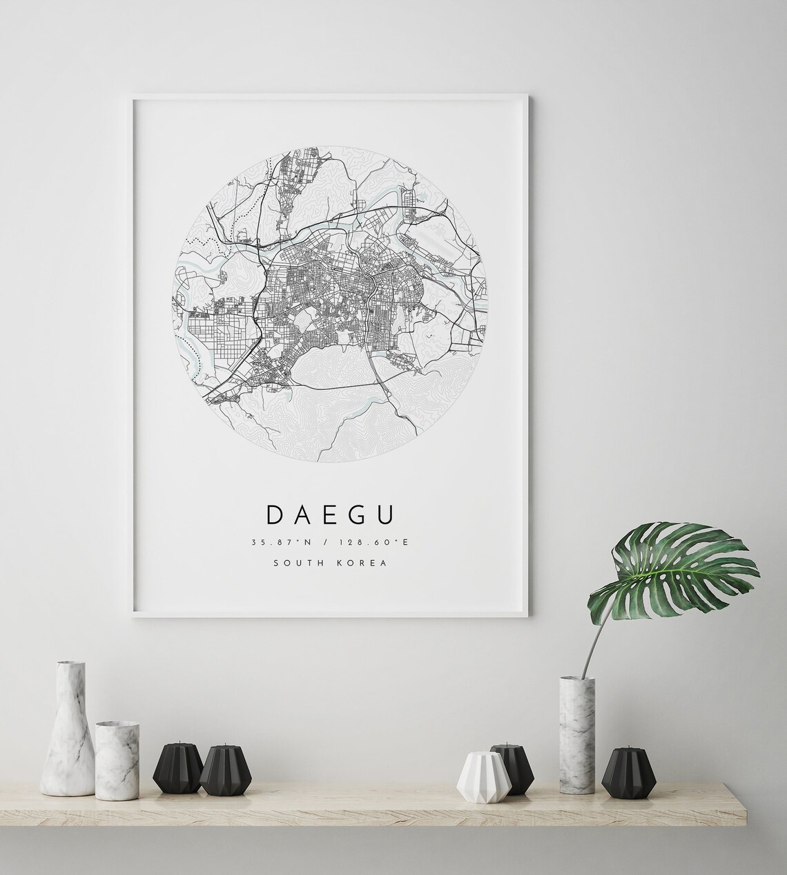 Daegu Map, Daegu, South Korea, City Map, Home Town Map, Daegu Print ...