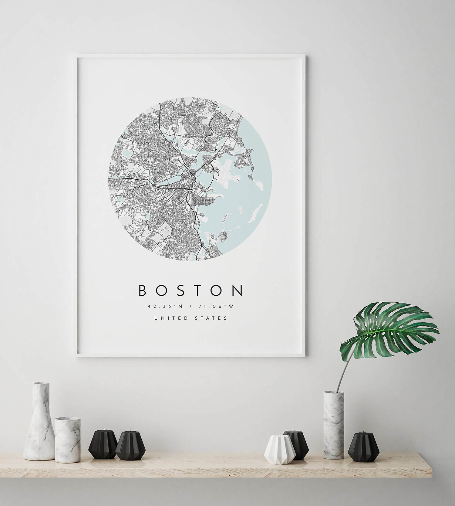 City Map Boston Map Minimalist Map Boston Print Boston - Etsy