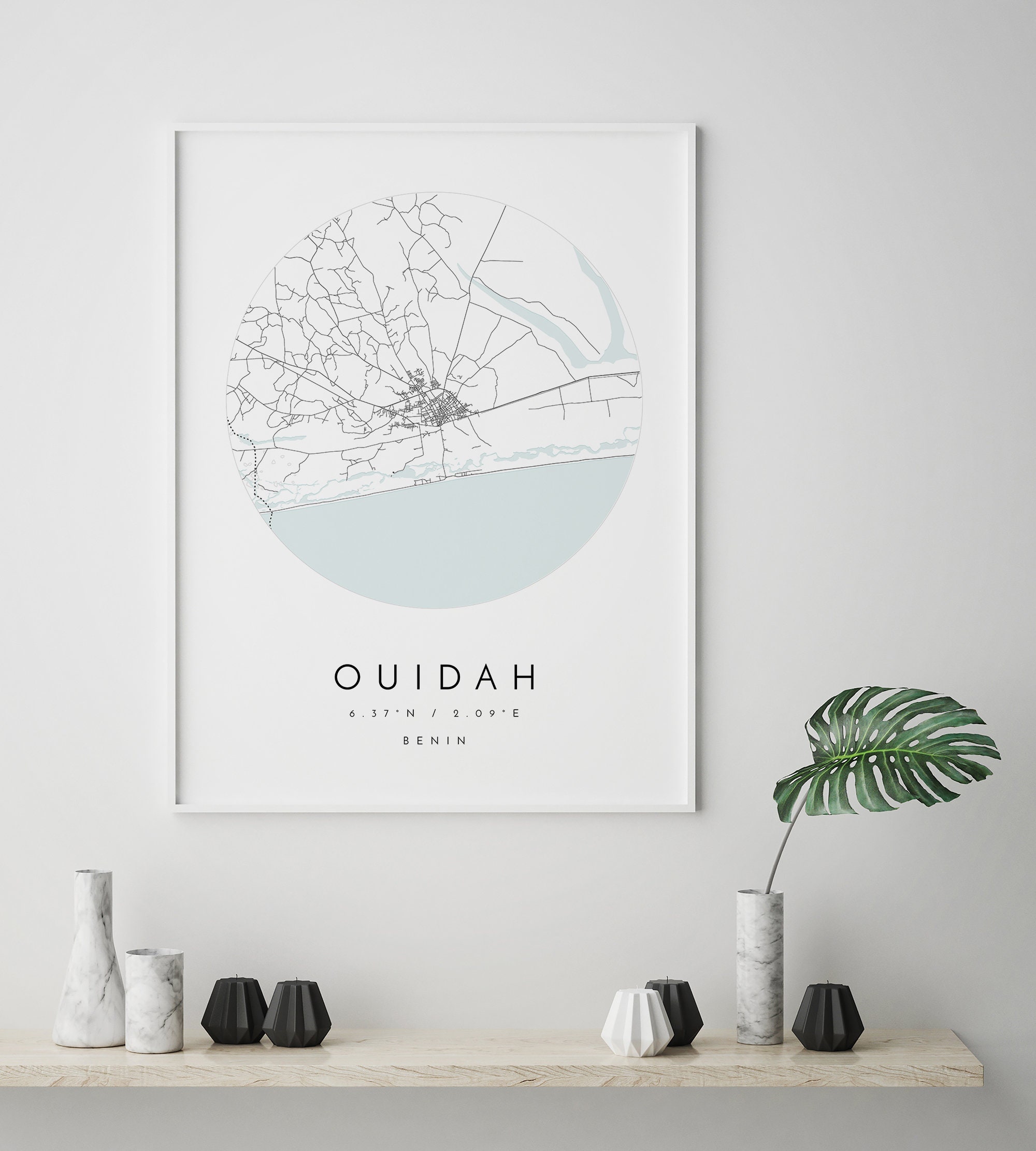 Ouidah Map Ouidah Benin City Map Home Town Map Ouidah - Etsy