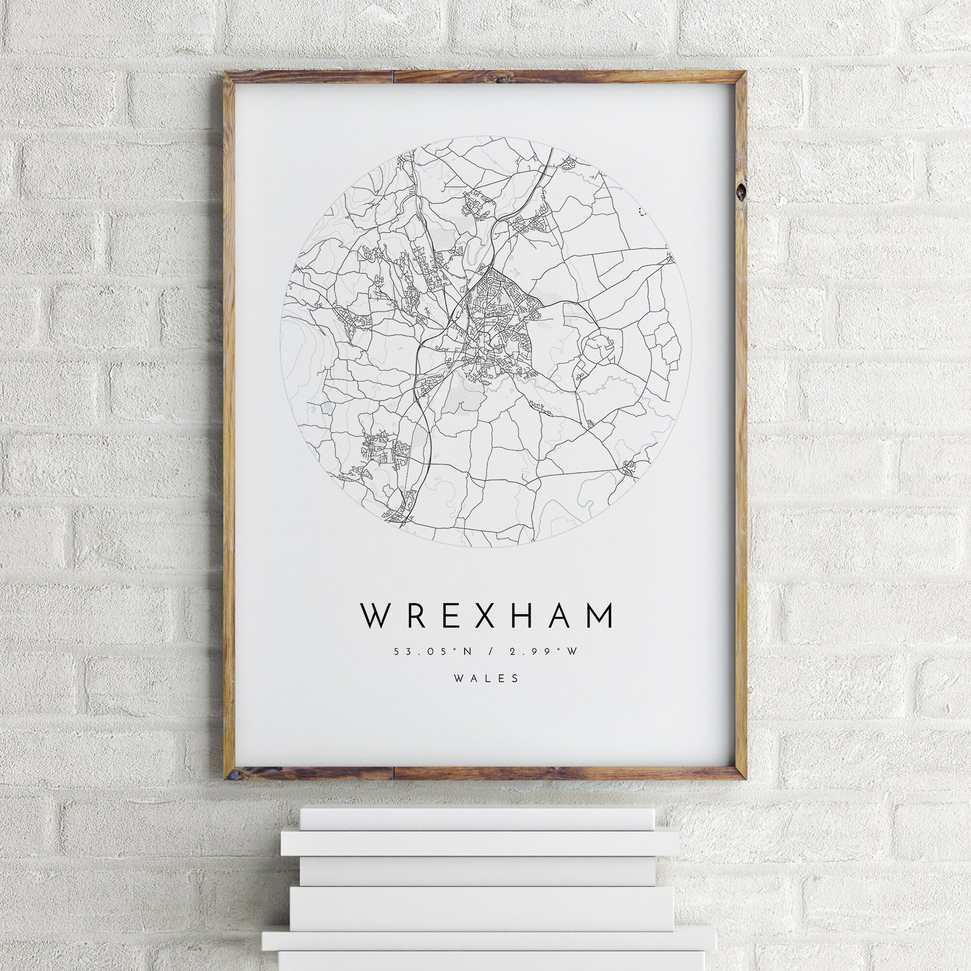 Wrexham Map Wrexham Wales City Map Home Town Map Wrexham | Etsy