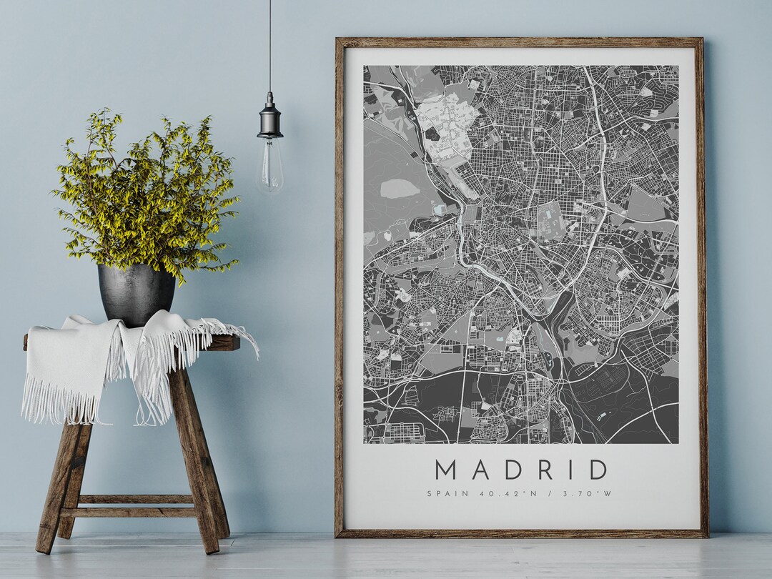 City Map, Madrid Map, Minimalist Map, Madrid Print, Madrid Poster ...