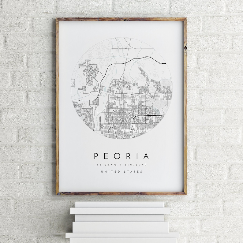 Peoria Map Peoria Arizona City Map Home Town Map Peoria | Etsy