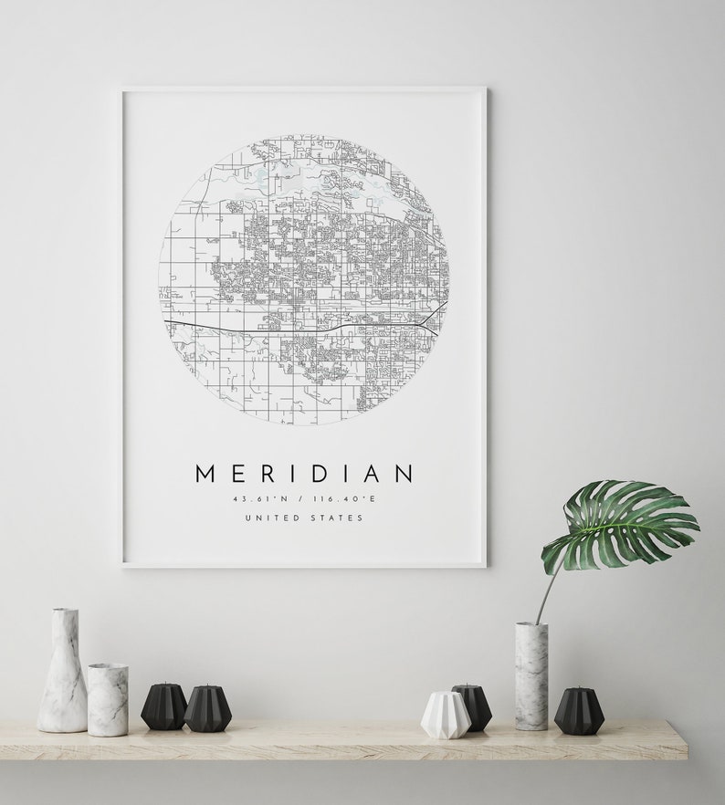 Meridian Map Meridian Idaho City Map Home Town Map - Etsy