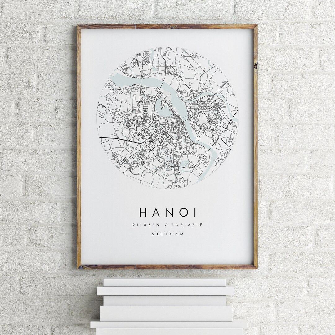 Hanoi Map, Hanoi, Vietnam, City Map, Home Town Map, Hanoi Print, Wall ...