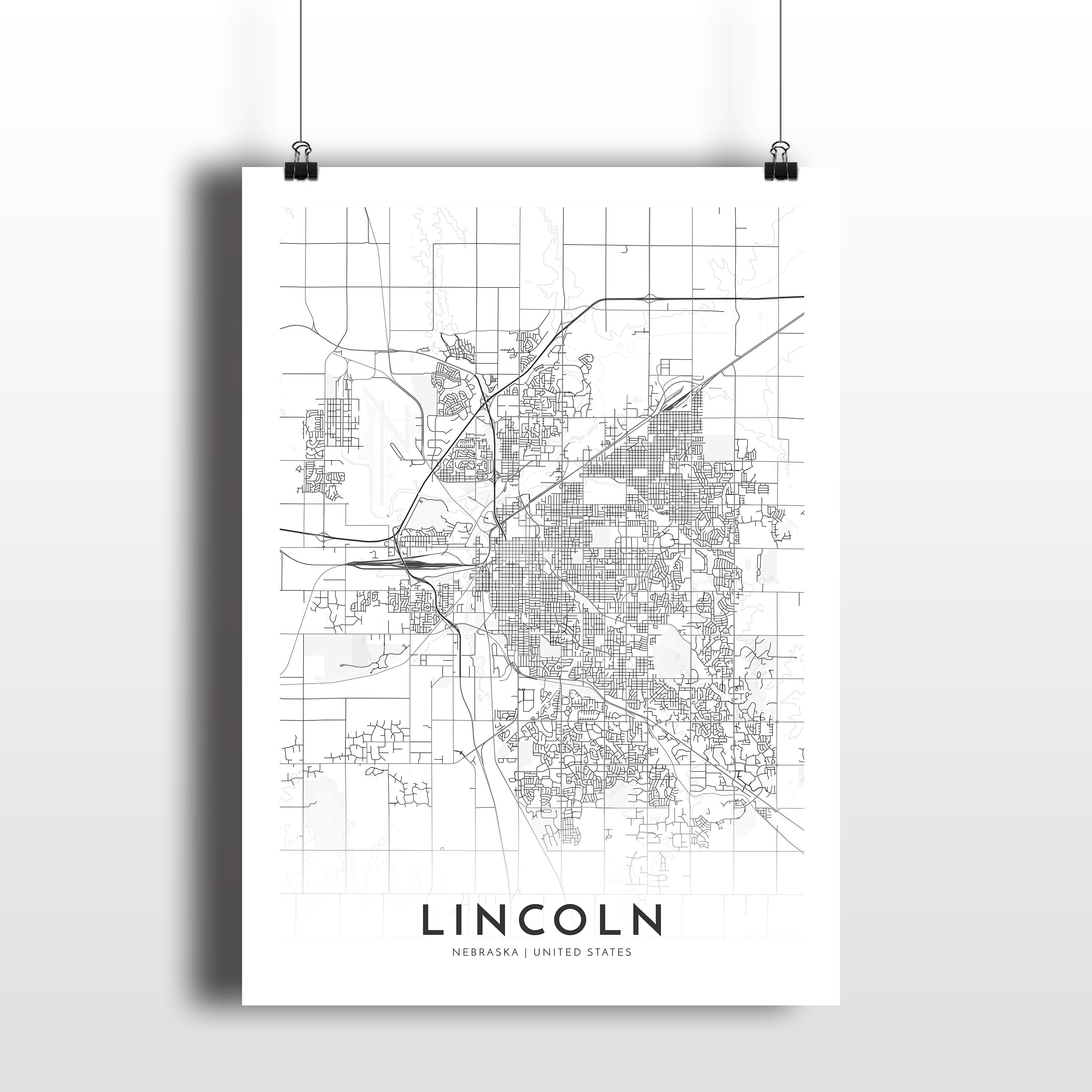 Lincoln Map Lincoln Nebraska City Map Print Map Poster - Etsy