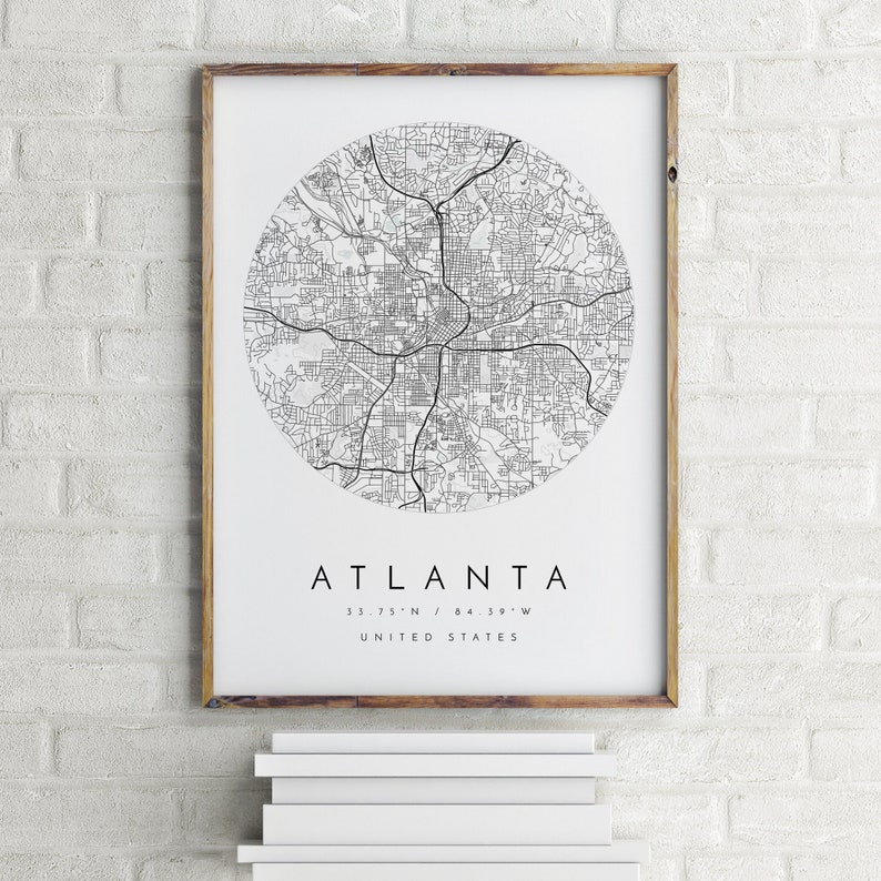 Atlanta Map Minimalist Map Atlanta Print Atlanta Poster | Etsy
