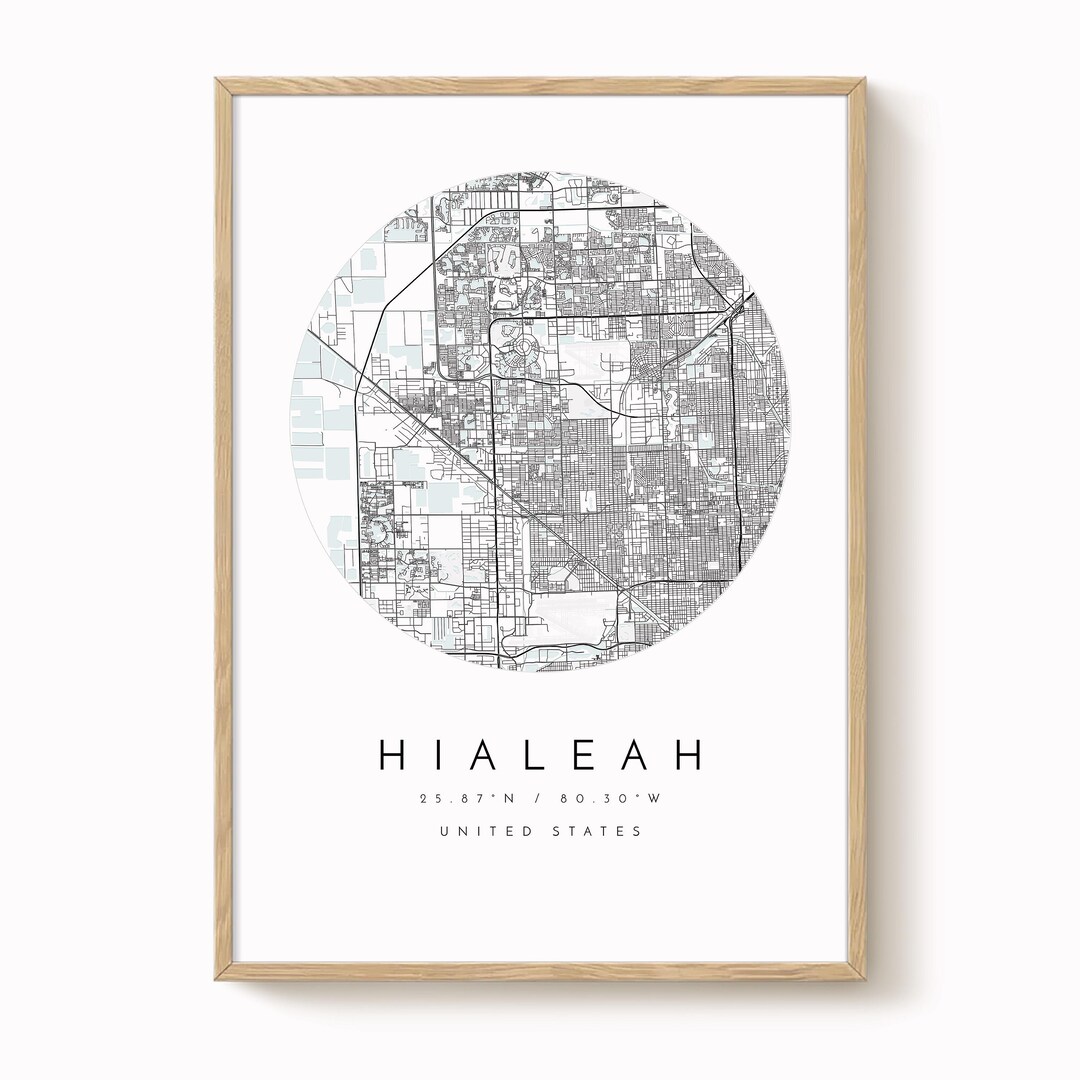 Hialeah Florida Map Print, Minimalist City Art (multiple Sizes) - Etsy